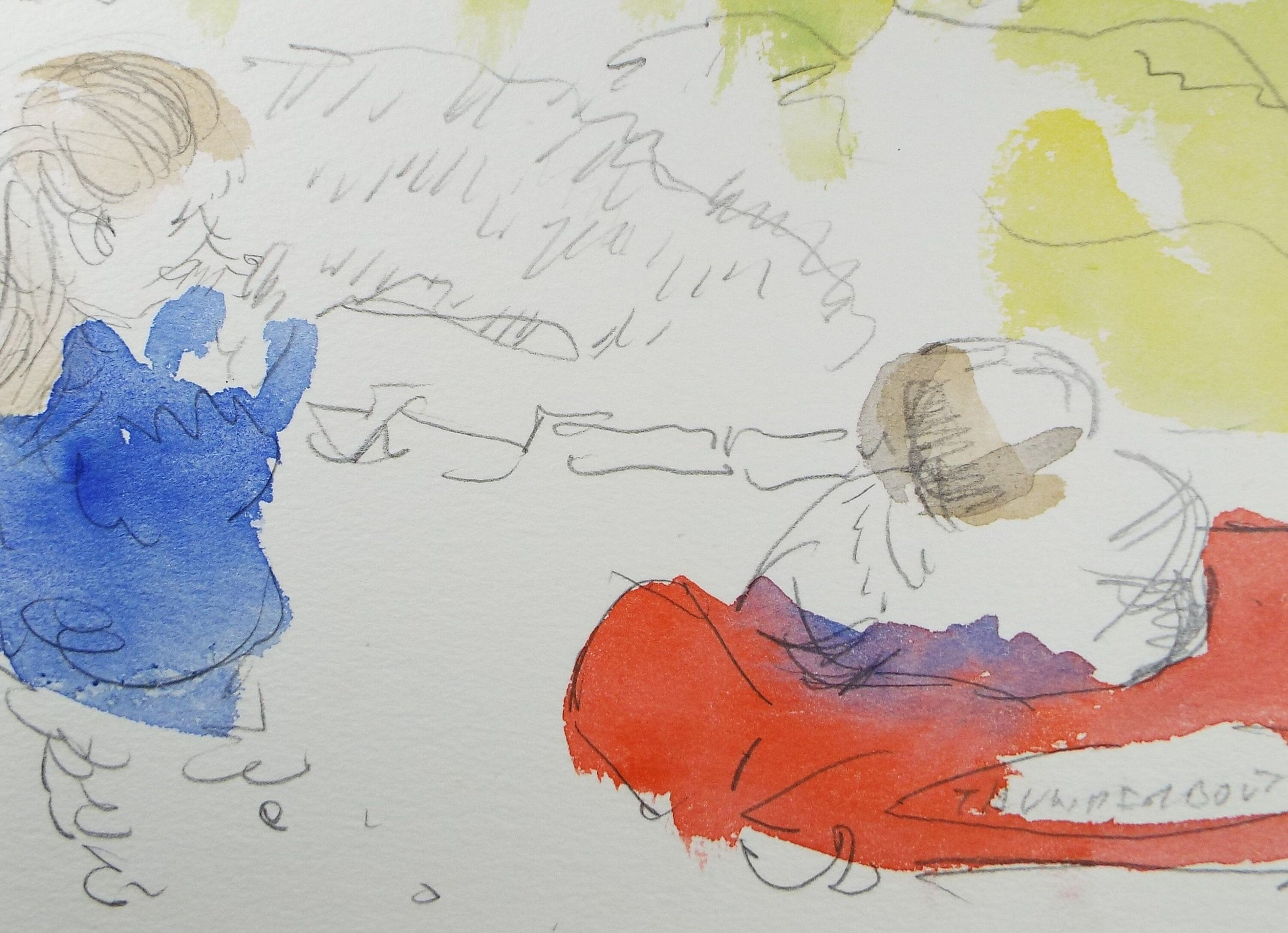 Original Watercolour, 'Child with Peddle car', 1960's, William D Clyne