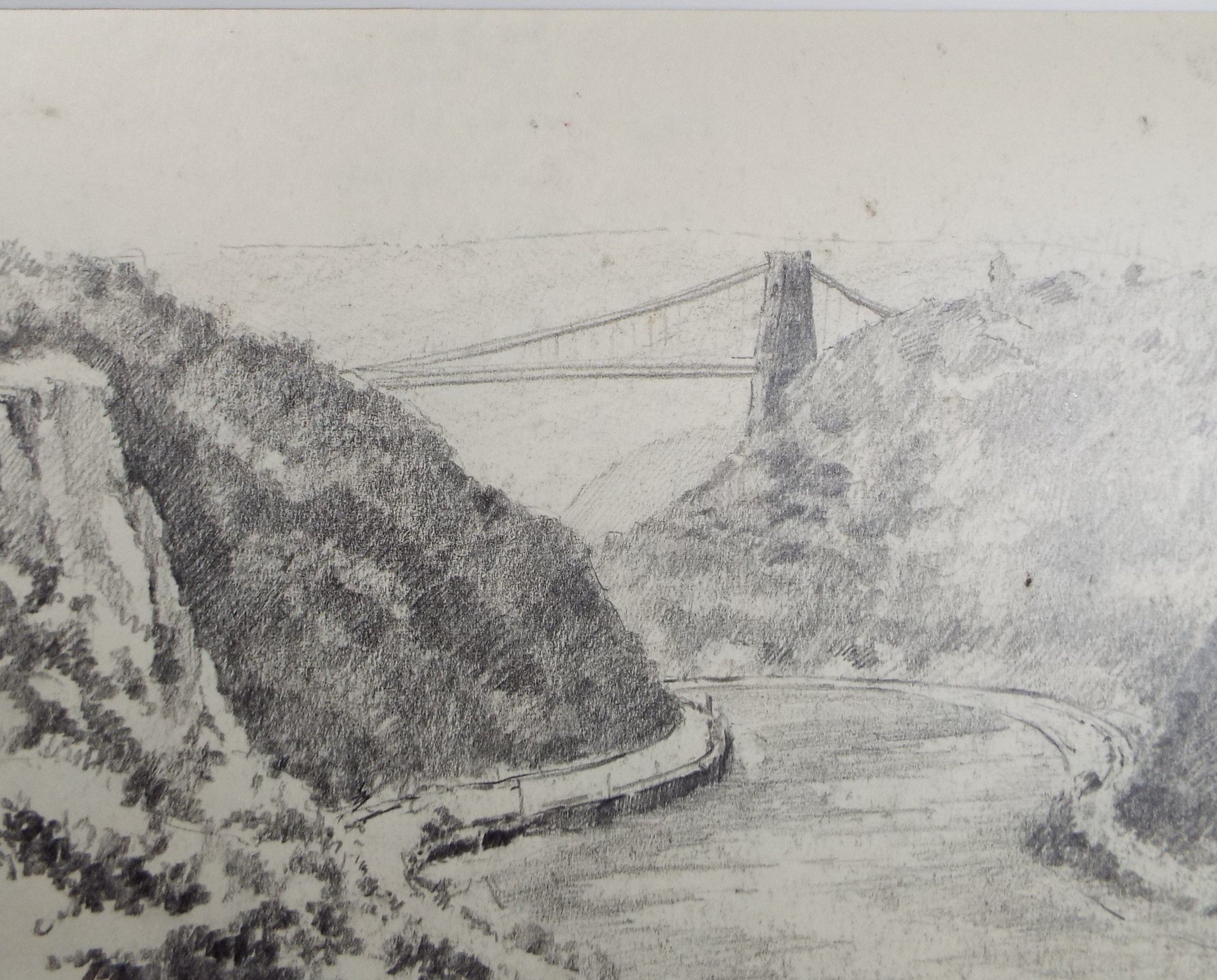 Original Pencil Drawing, 'Bridge at Clifton', circa 1990's, Artist Unk